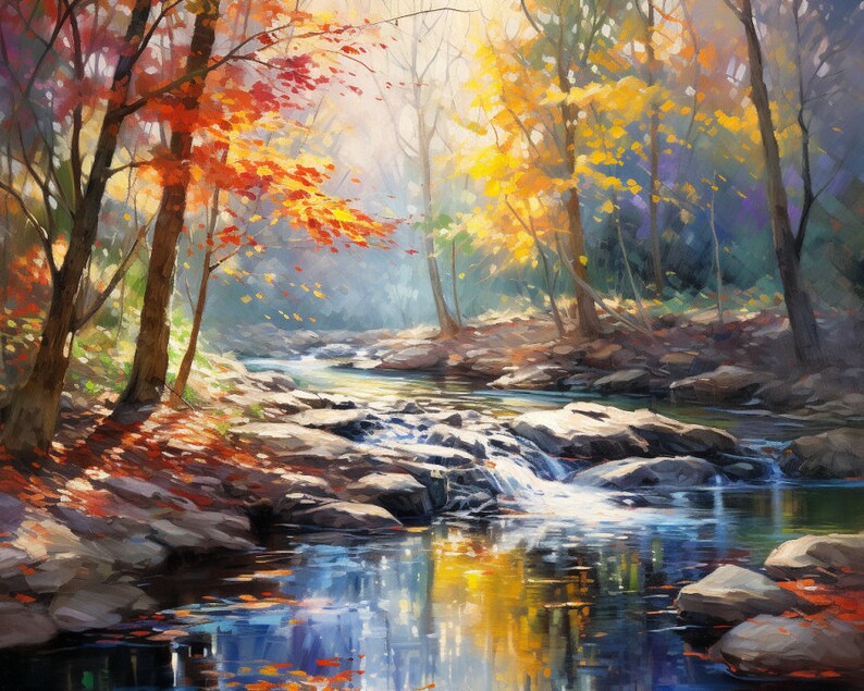 Enchanted Forest, Impressionism, Bundle of 3 PNG Files for Wall Art ...