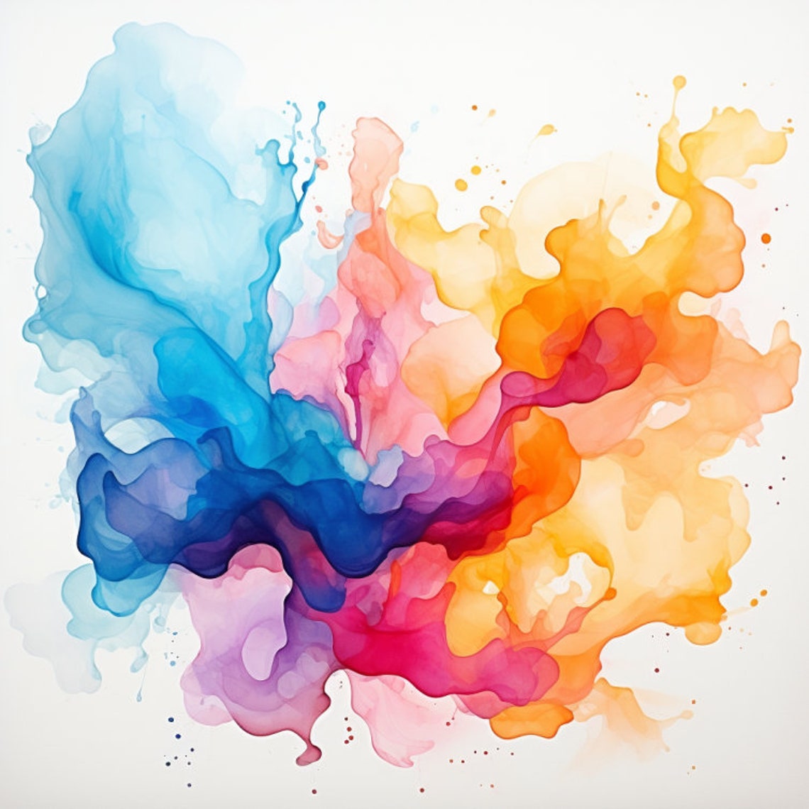 Trendy Abstract, Bundle of 5 Watercolor PNG Files for Wall Art, Digital ...