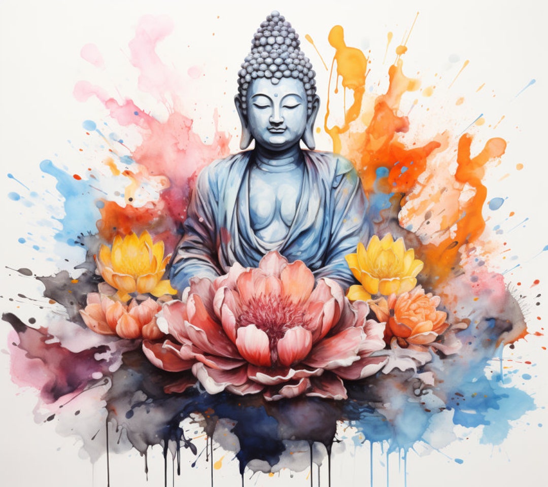 Zen Buddha PNG, Watercolor, Bundle of 5 Files, Wall Art, Digital Prints ...