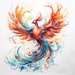 Watercolor Enchanted Phoenix, Bundle of 5 PNG Files for Wall Art ...