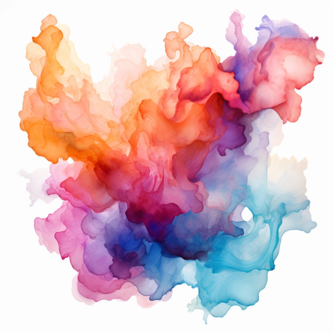 Trendy Abstract, Bundle of 5 Watercolor PNG Files for Wall Art, Digital ...