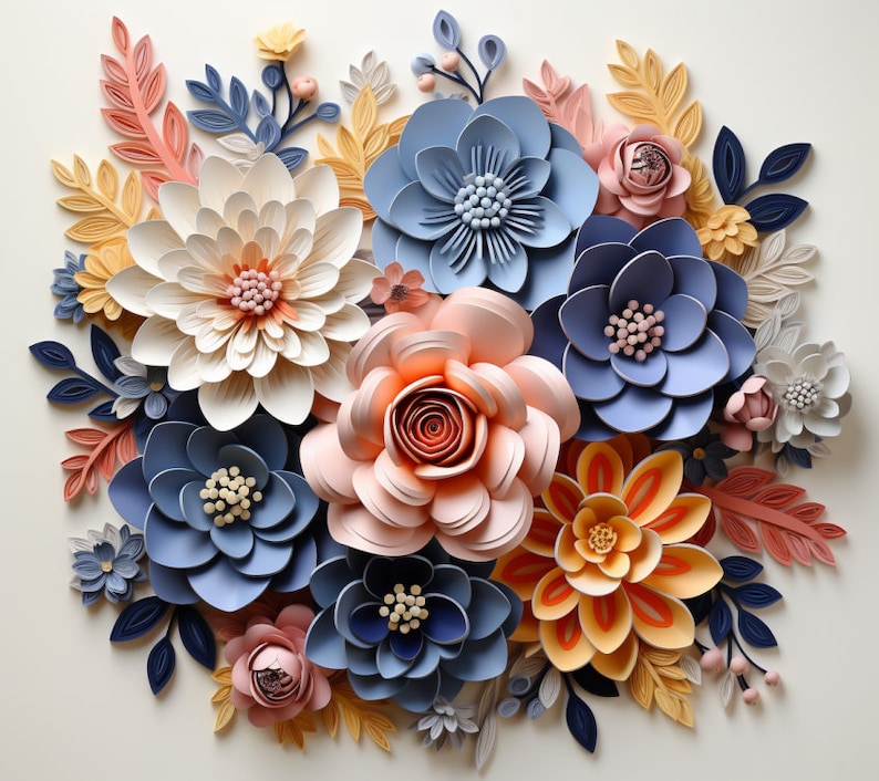 3D Vibrant Flowers PNG, Bundle of 5 Files for Wall Art, Digital Prints ...