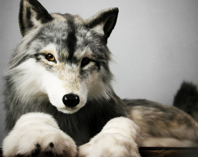 BIG ADULT WOLF Plushie Made to Order, Stuffed Wolf, 3D Realistic Art Wolf Doll, 3D Wolf Plush ...