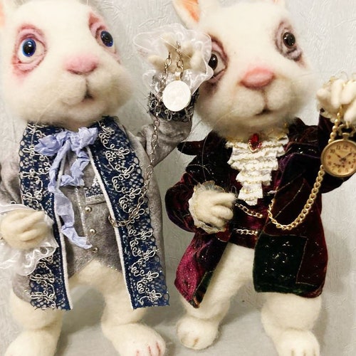 White Rabbit Alice in Wonderland Needle Felted Interior Toy - Etsy