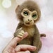 Felted Baby Monkey, Needle Felt Monkey Figurine, Wool Monkey Sculpture ...