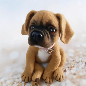 BOXER PUPPY COOKIE Needle Felted, Felt Wool Dog, Collectible Realistic ...