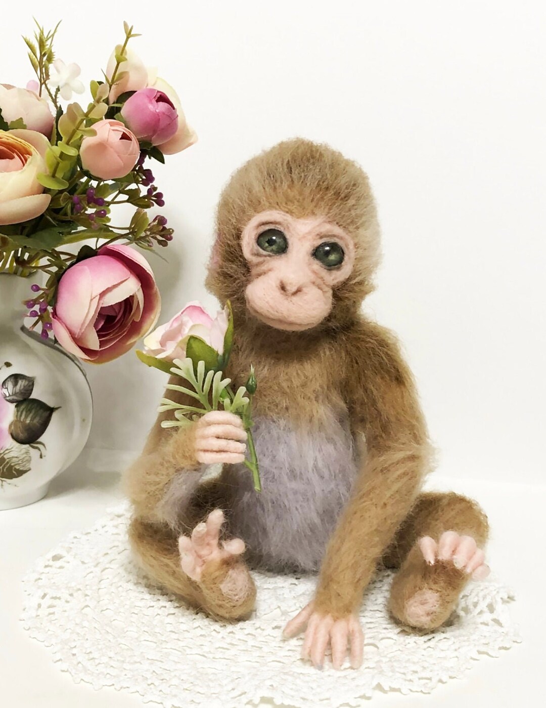 MONKEY CHITA Needle Felted, Realistic Animals, Handmade Gifts and Toys ...
