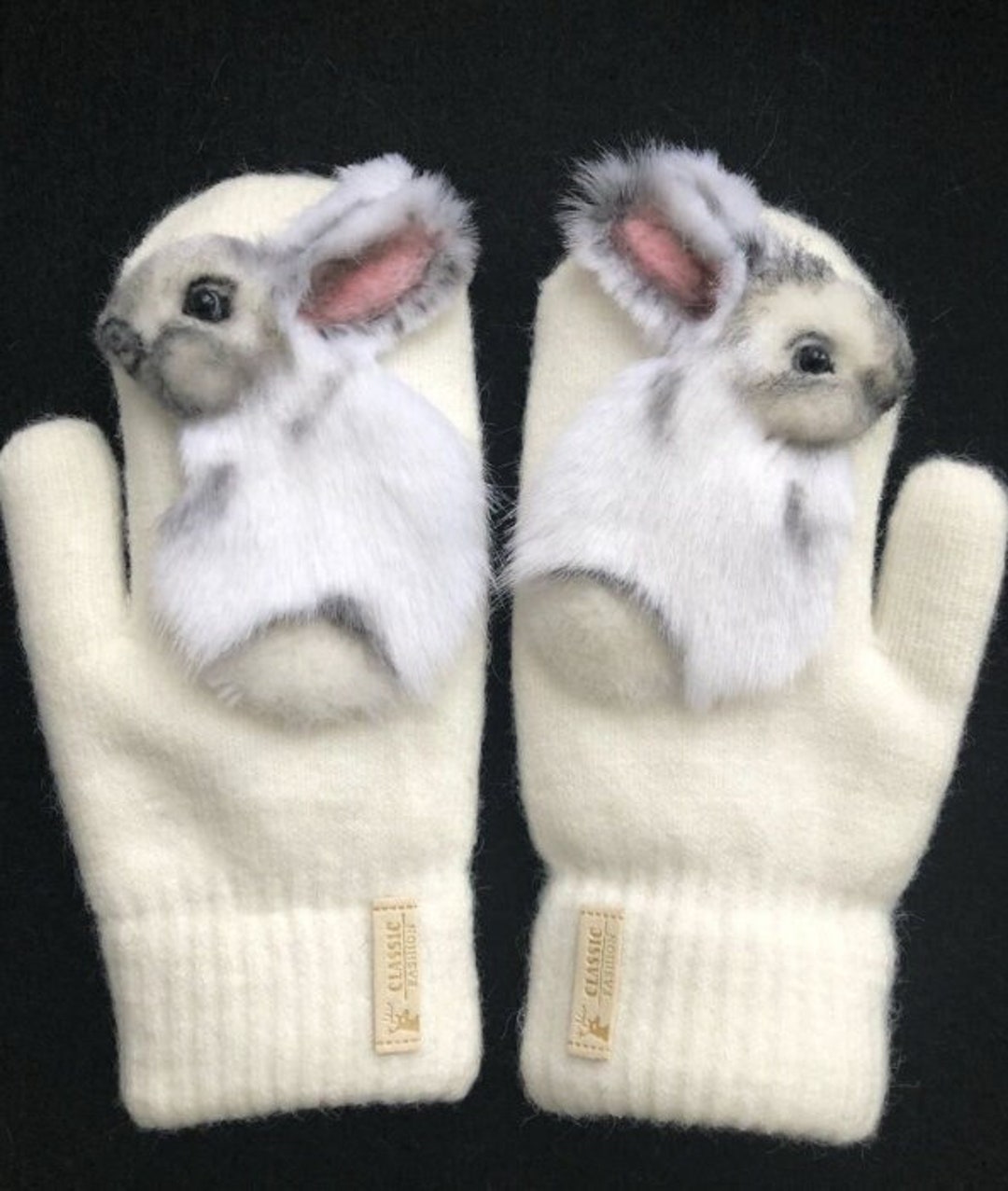 WHITE HARE MITTENS, Animal Mittens, Mittens Ornaments, Mittens ...