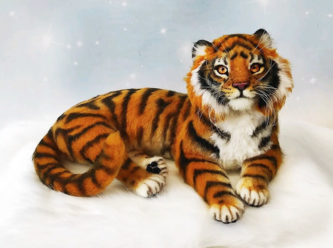 BIG Felt 3D TIGER STATUE, Felt Tiger, Replica Tiger, Cat Lover Gift ...