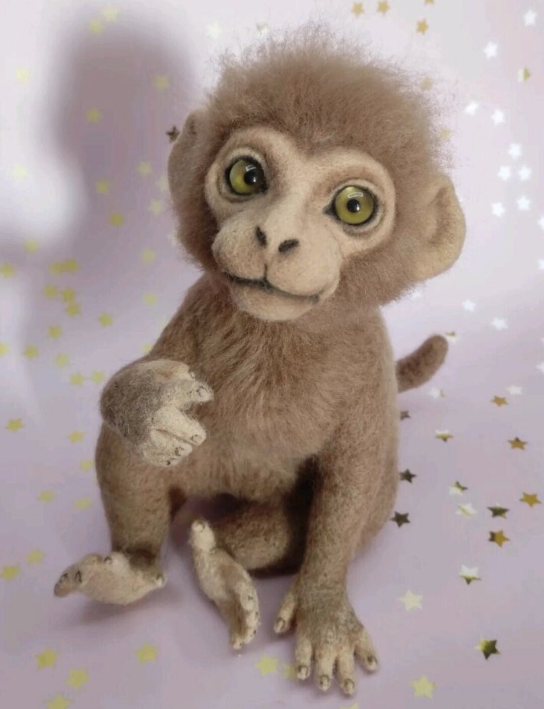 Felted Baby Monkey, Needle Felt Monkey Figurine, Wool Monkey Sculpture ...