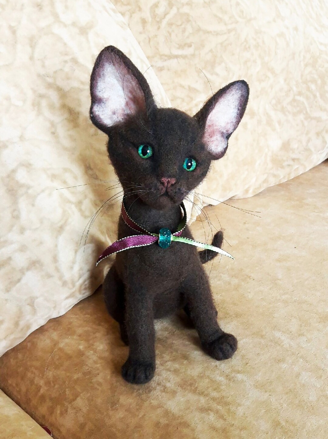 Needle Felted Cat, Felted Oriental KITTEN, Needle Felted Animals, Felt ...
