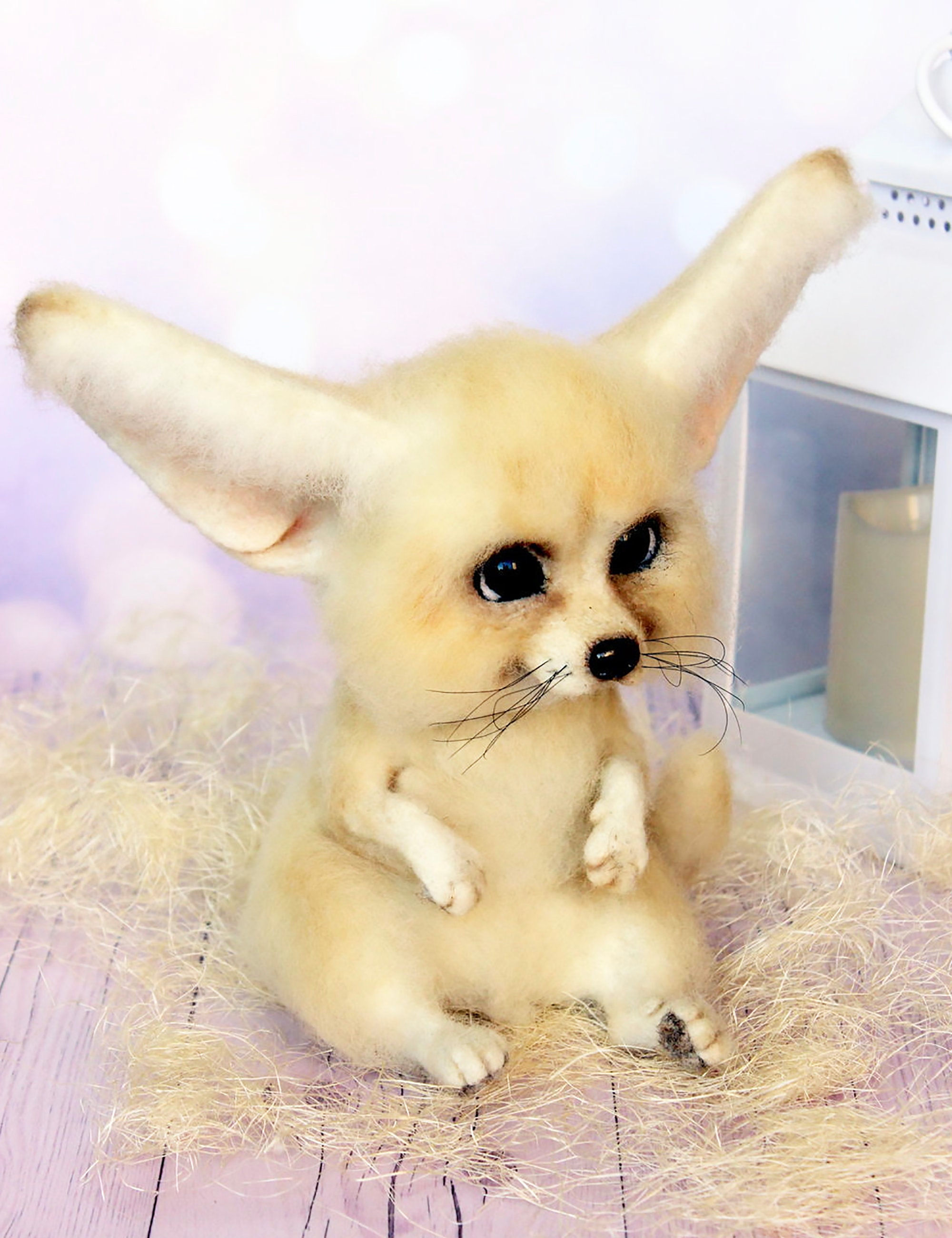 Needle Felted FENNEC FOX, Baby Fennec Fox, Stuffed Fox, Felt Fox ...