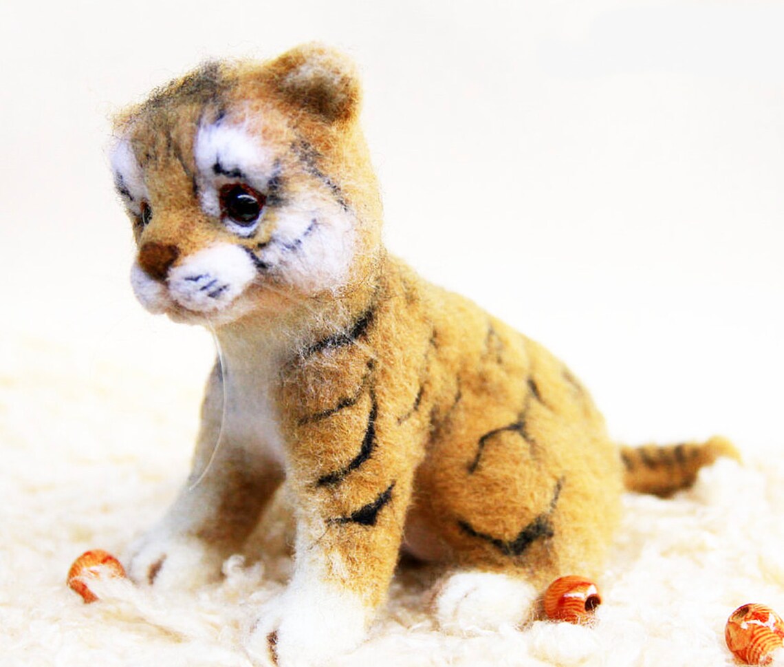 Needle Felted BABY TIGER Mini Tiger Sculpture Felted | Etsy