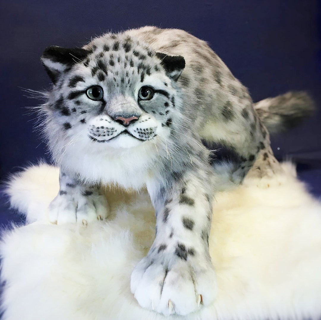 BIG SNOW LEOPARD Plush Toy Made to Order, Stuffed Animal, Realistic Art ...