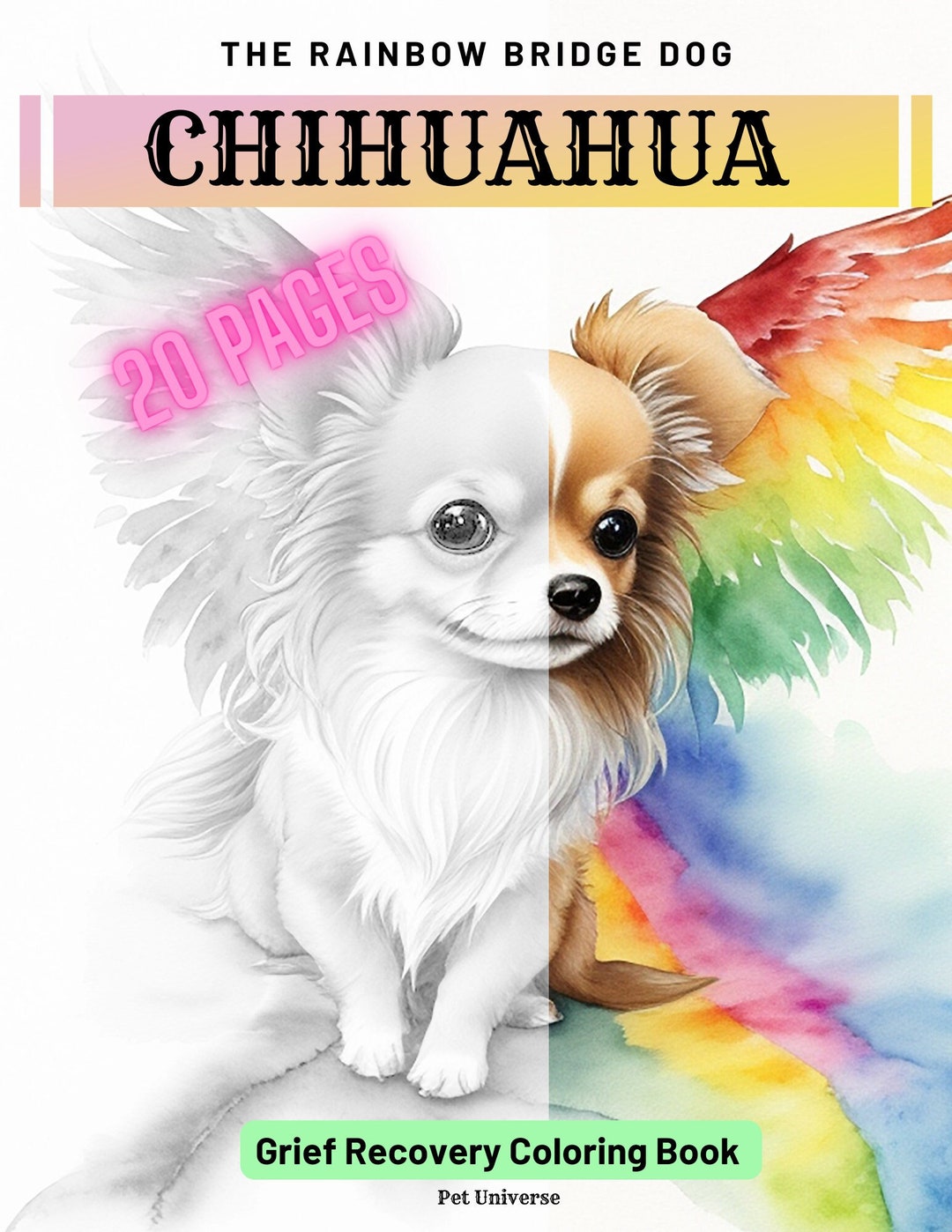 COLORING BOOK CHIHUAHUA, Rainbow Bridge Dog, Dog Loss Gift, Adult ...