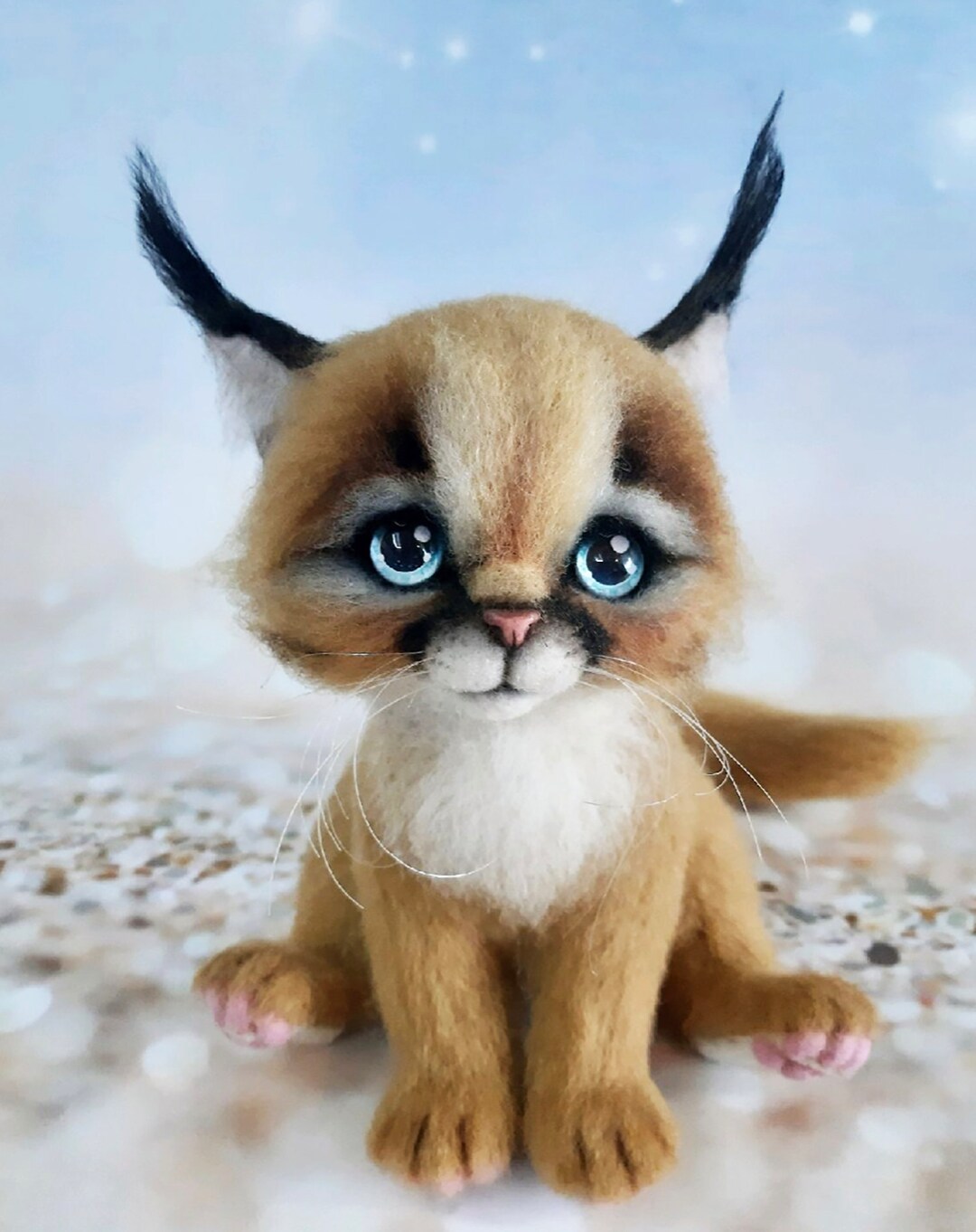 CARACAL MESSY Needle Felted, Collectible Realistic Animals, Handmade ...