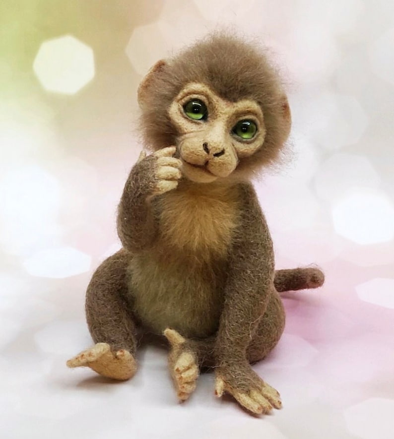 Felted Baby Monkey Needle Felt Monkey Figurine Wool Monkey - Etsy