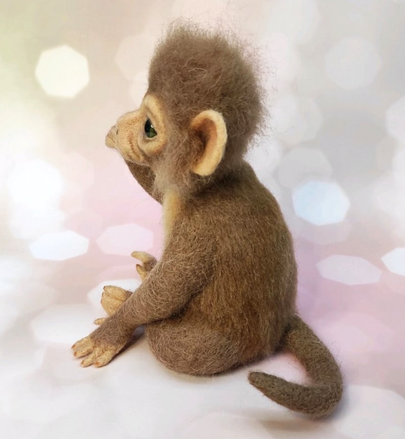 Felted Baby Monkey Needle Felt Monkey Figurine Wool Monkey - Etsy
