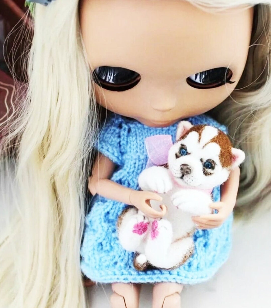 Miniature Custom Knit Husky Doll, Knitted Dog, Felt 3D Husky Dog ...