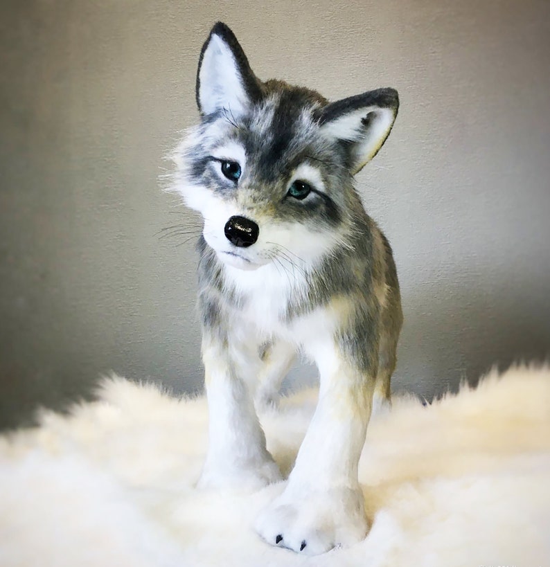 BIG WOLF CUB Plushie, Wolf Cub Stuffed Animal, 3D Realistic Wolf ...