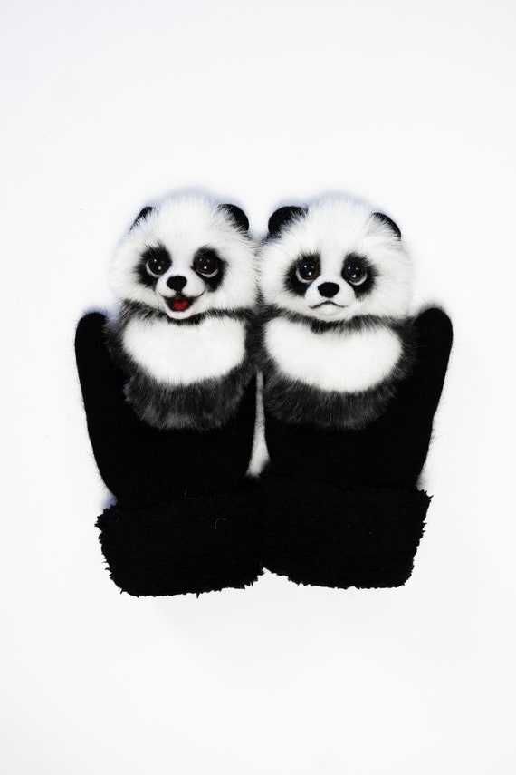 PANDA Mittens Bear Mittens Animal Mittens Mittens With - Etsy