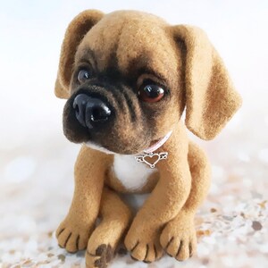 BOXER PUPPY COOKIE Needle Felted, Felt Wool Dog, Collectible Realistic ...