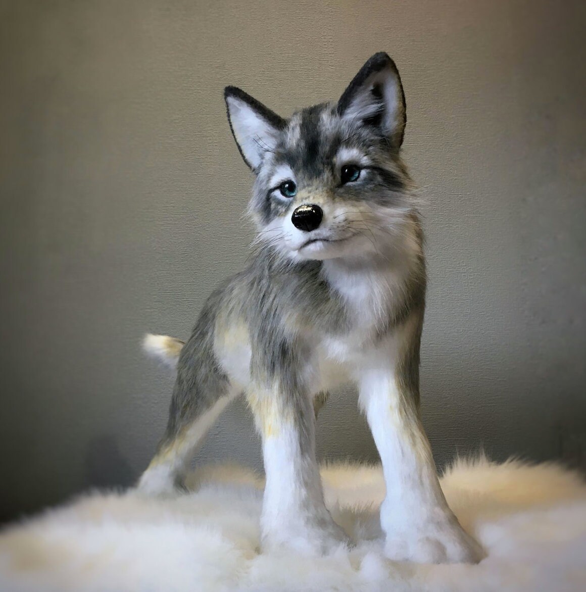 BIG WOLF CUB Plushie, Wolf Cub Stuffed Animal, 3D Realistic Wolf ...