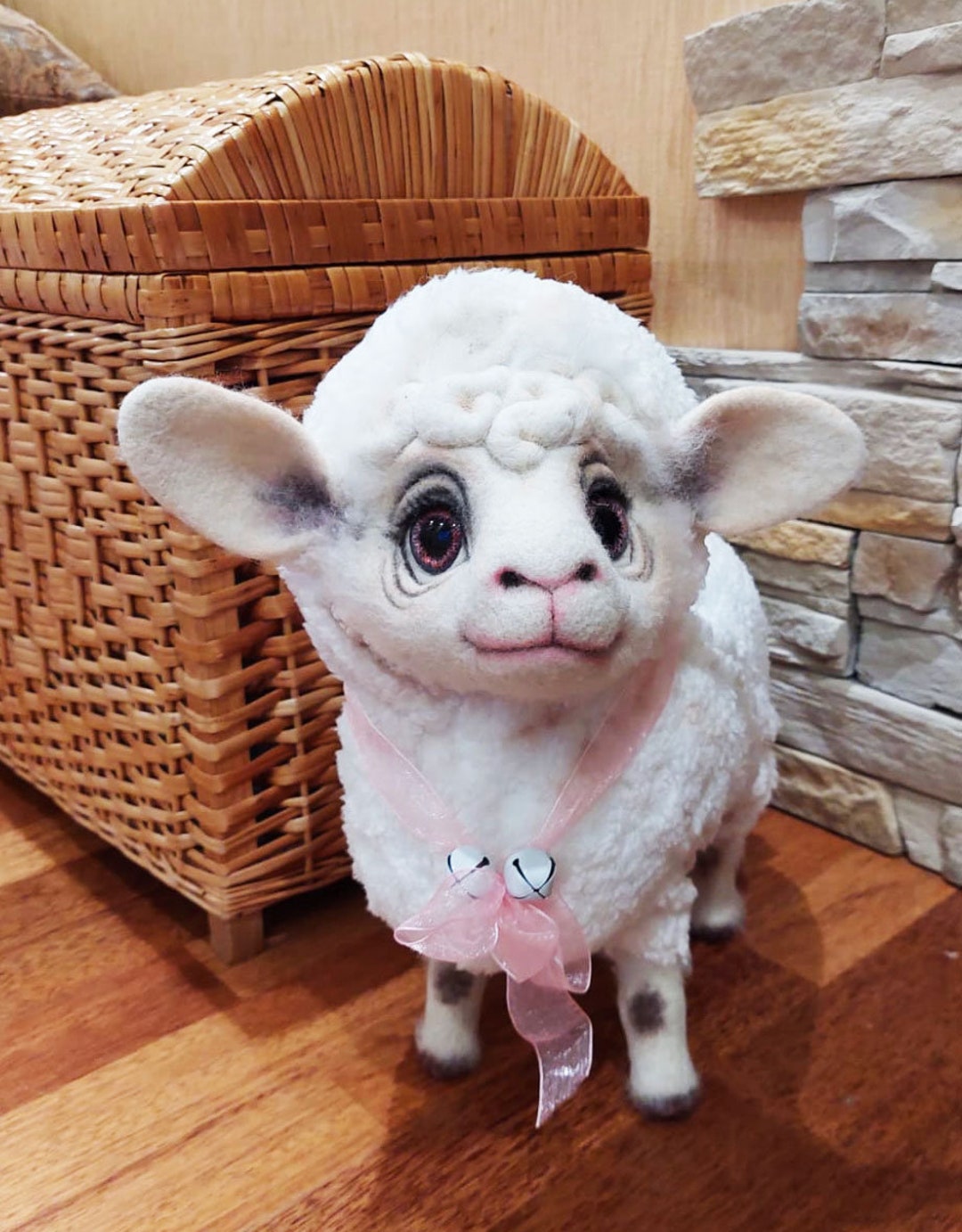 BIG FELT LAMB, Needle Felted Animal, Realistic Lamb Statue, Handmade ...