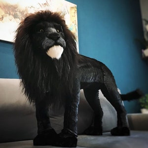 BIG Black Lion Plushie Made to Order, 3D Realistic Lion, Stuffed Lion ...