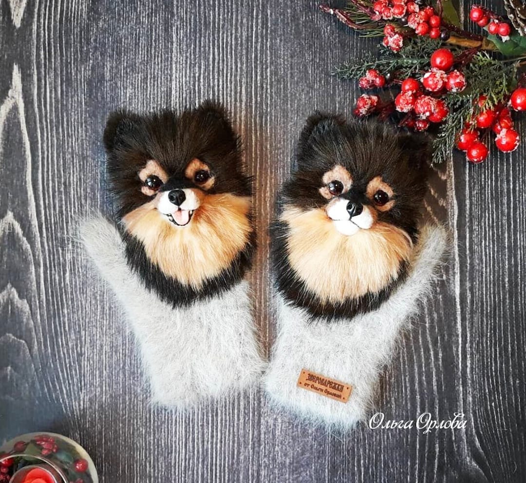 POMERANIAN DOG MITTENS, Mittens With Dogs, Gloves for Women, Mittens ...