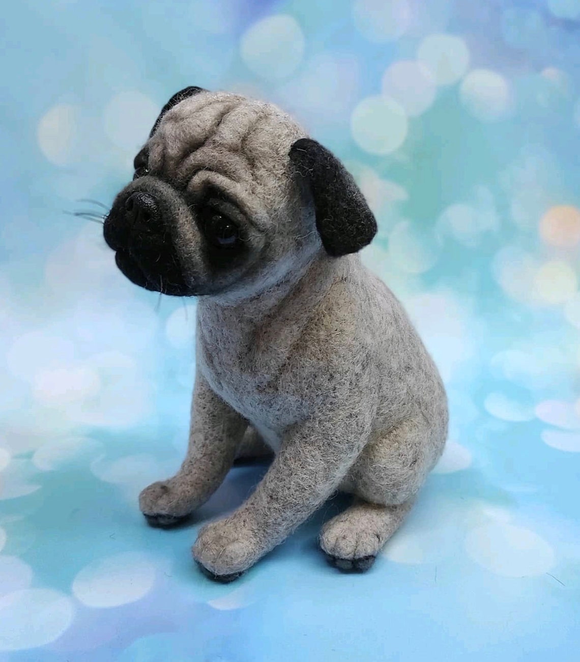 Needle Felted Dog PUG Felted Pug Puppy Needle Felted Animal | Etsy