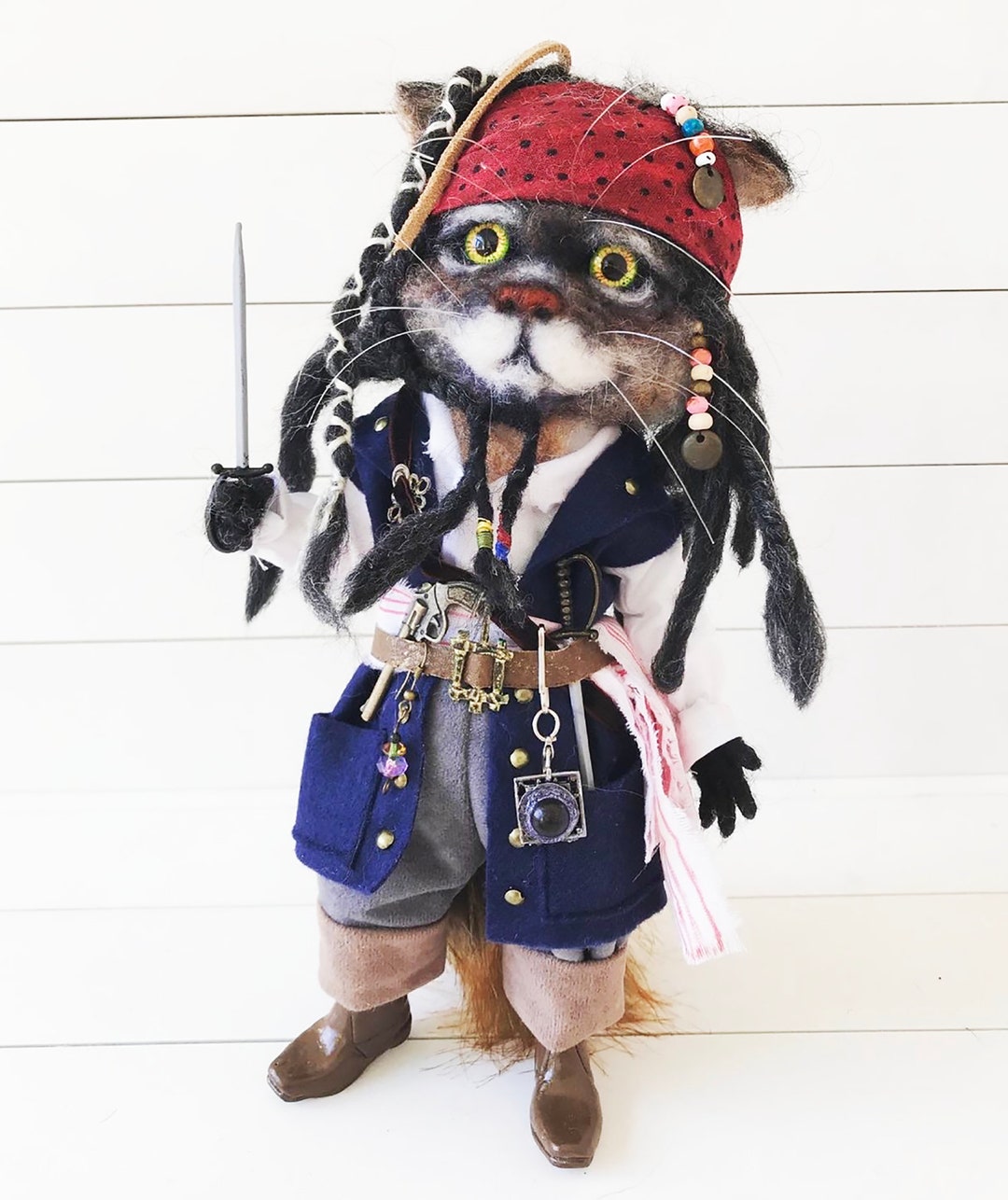 CAT JACK SPARROW From Pirates of the Caribbean Needle Felted, Handmade ...