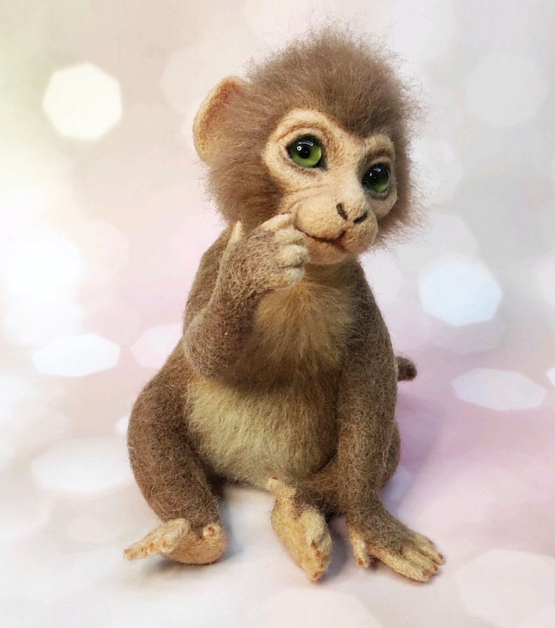Felted Baby Monkey Needle Felt Monkey Figurine Wool Monkey - Etsy