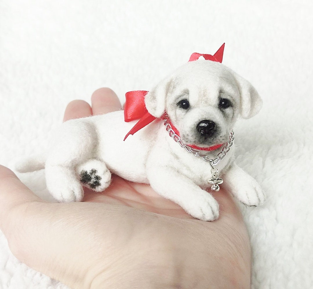 Miniature Custom Felt Albino Labrador Doll, Needle Felted Dog, Felt 3D ...