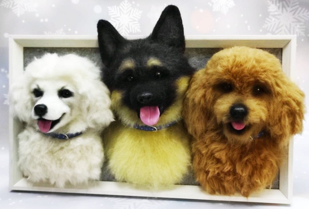 3 DOG PORTRAIT, CUSTOM Dog Portrait, 3D Felt Dog , Personalized Dog ...