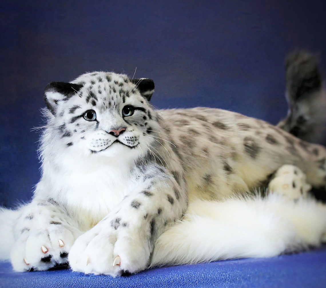 BIG SNOW LEOPARD Plush Toy Made to Order, Stuffed Animal, Realistic Art ...
