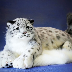 BIG SNOW LEOPARD Plush Toy Made to Order, Stuffed Animal, Realistic Art ...