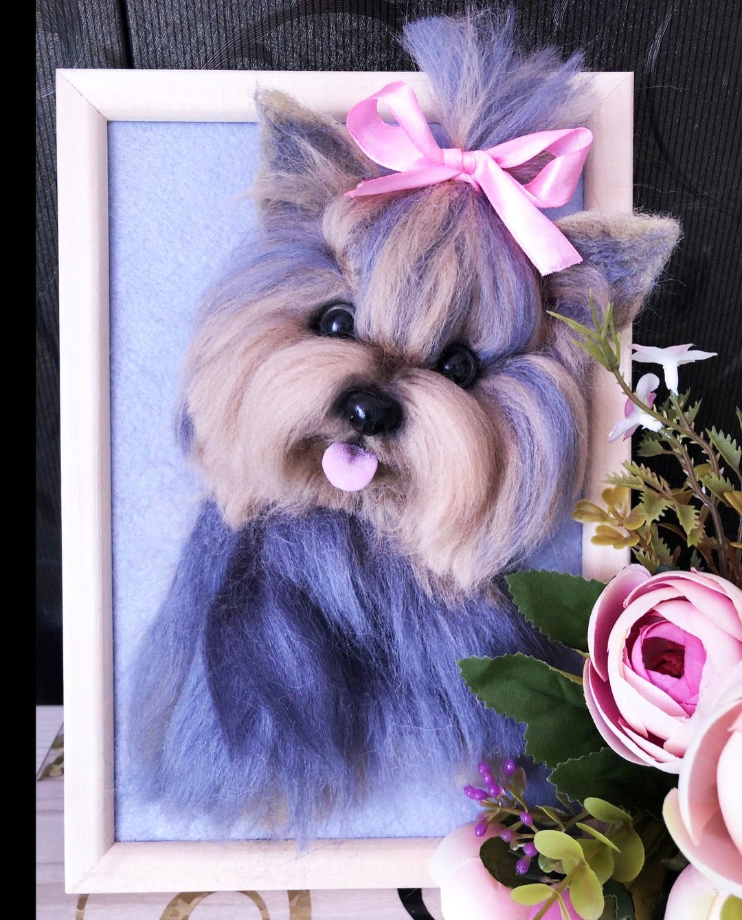 YORKIE PUPPY Portrait, Felt Yorkie Frame, Realistic Yorkie, Felt Yorkie ...