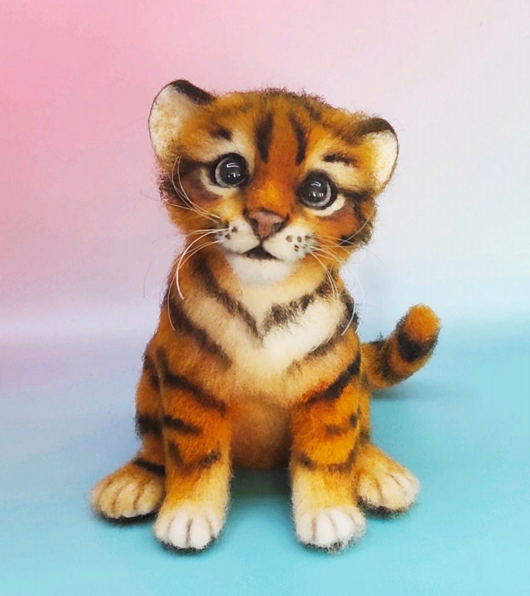 Needle Felt Animal, TIGER STATUE, Felt Tiger, Replica Tiger, Cat Lover ...