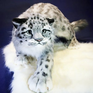 BIG SNOW LEOPARD Plush Toy Made to Order, Stuffed Animal, Realistic Art ...