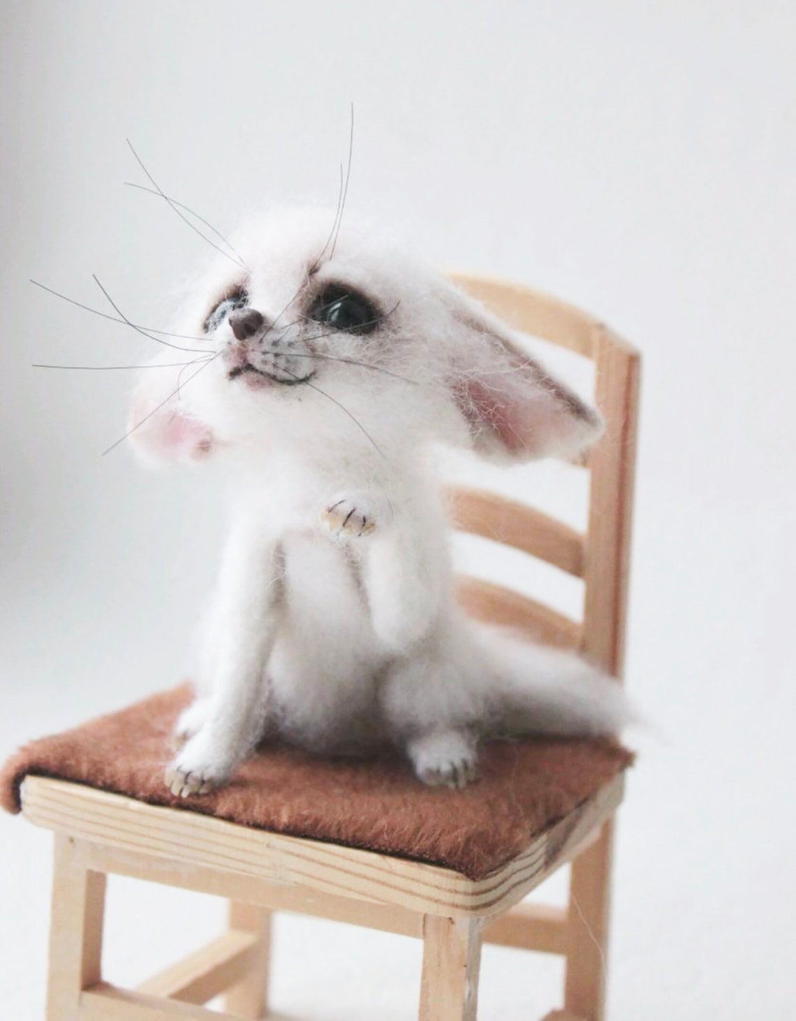 Needle Felted Cute White Fox FENNEC Felted Fox Felt Fennec - Etsy