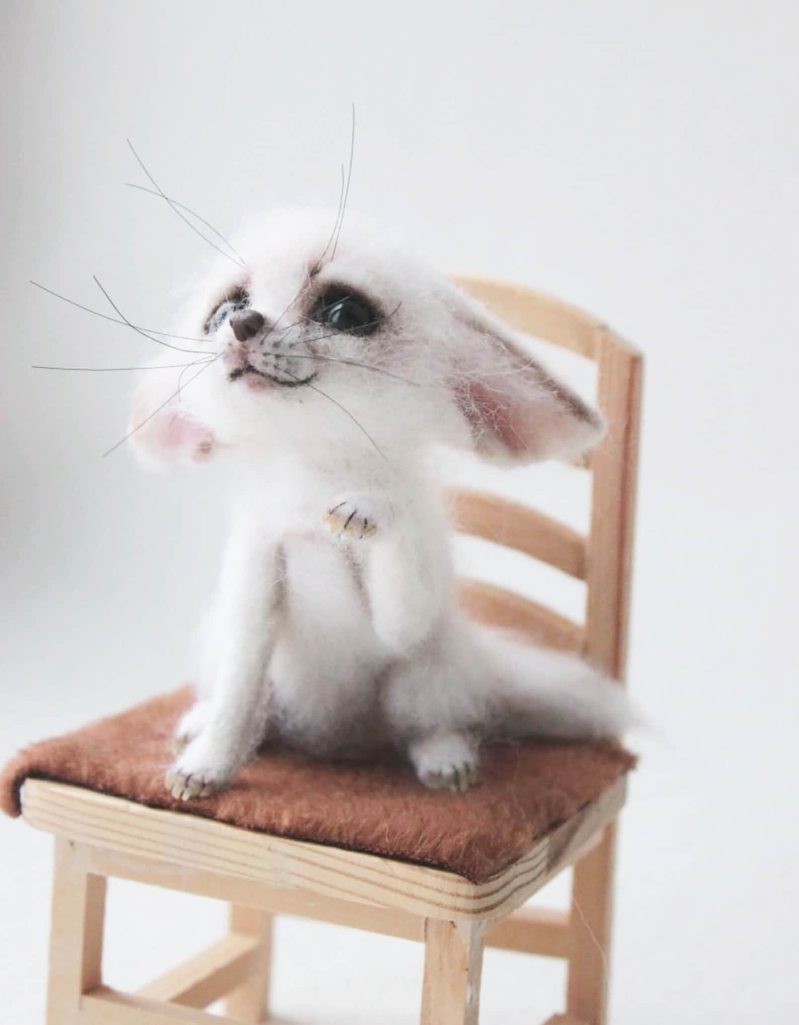 Needle Felted Cute White Fox FENNEC Felted Fox Felt Fennec - Etsy