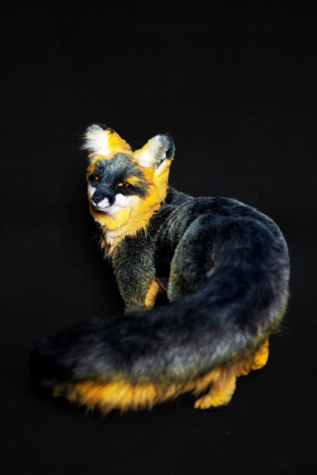 PLUSH FOX Doll, Piebald Gray Fox, Weighed Plushie, Stuffed Animals ...