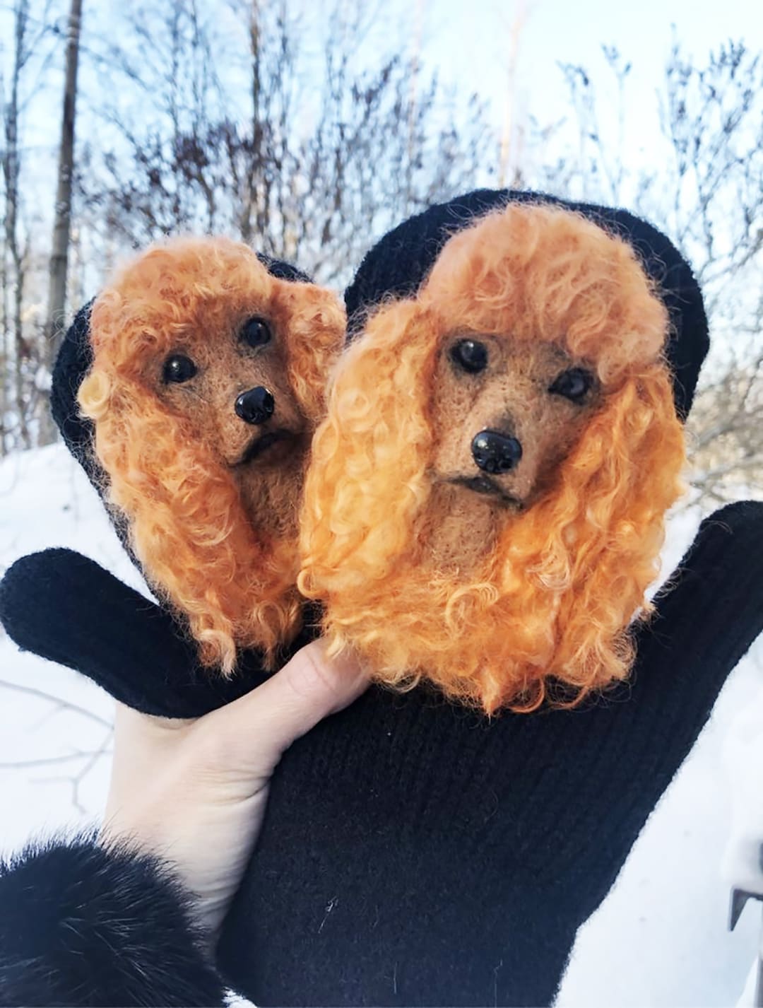 CUSTOM Dog Portrait MITTENS, Custom Dog Mittens From Photo, Felt Dog ...