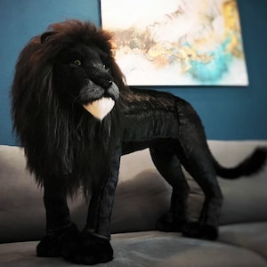 BIG Black Lion Plushie Made to Order, 3D Realistic Lion, Stuffed Lion ...