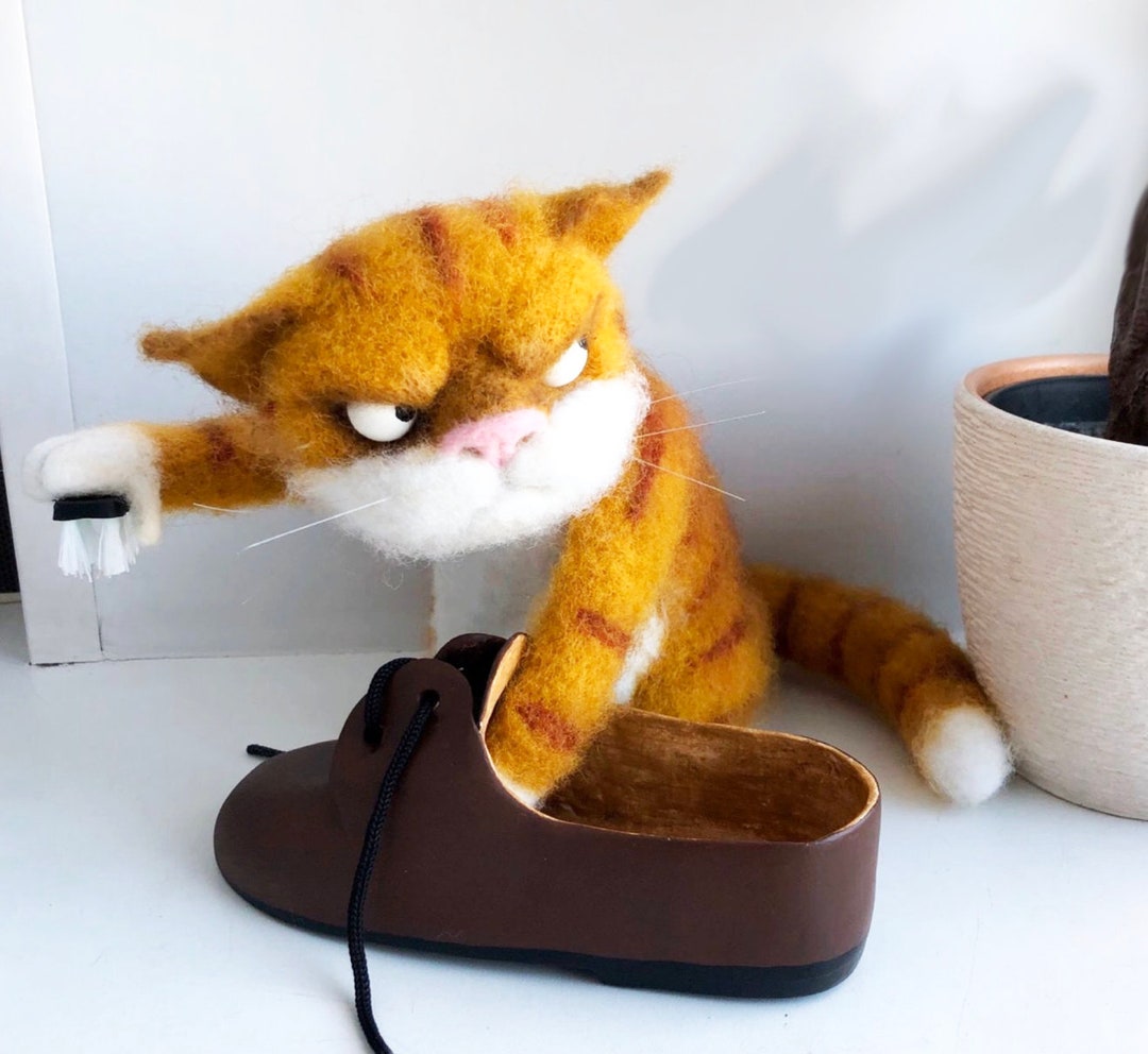 MISCHIEVOUS CAT Needle Felted, Collectible Realistic Animals, Handmade ...