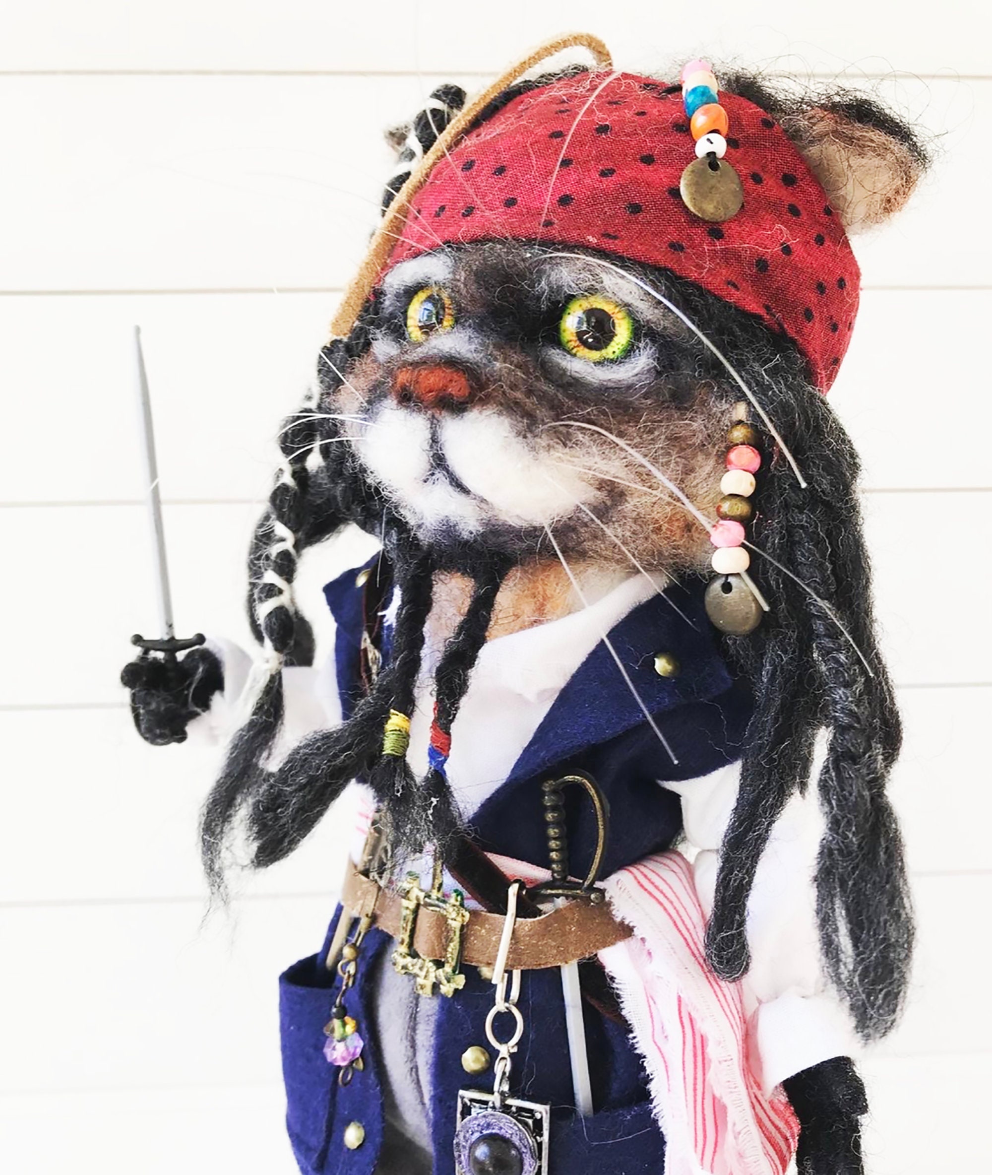 CAT JACK SPARROW From Pirates of the Caribbean Needle Felted, Handmade ...