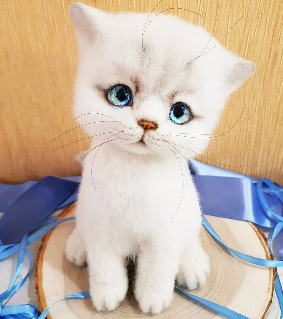 Needle Felted Cat, Felted Scottish Fold Cat, Needle Felted Animals ...