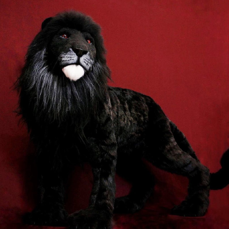 BIG Black Lion Plushie Made to Order, 3D Realistic Lion, Stuffed Lion ...