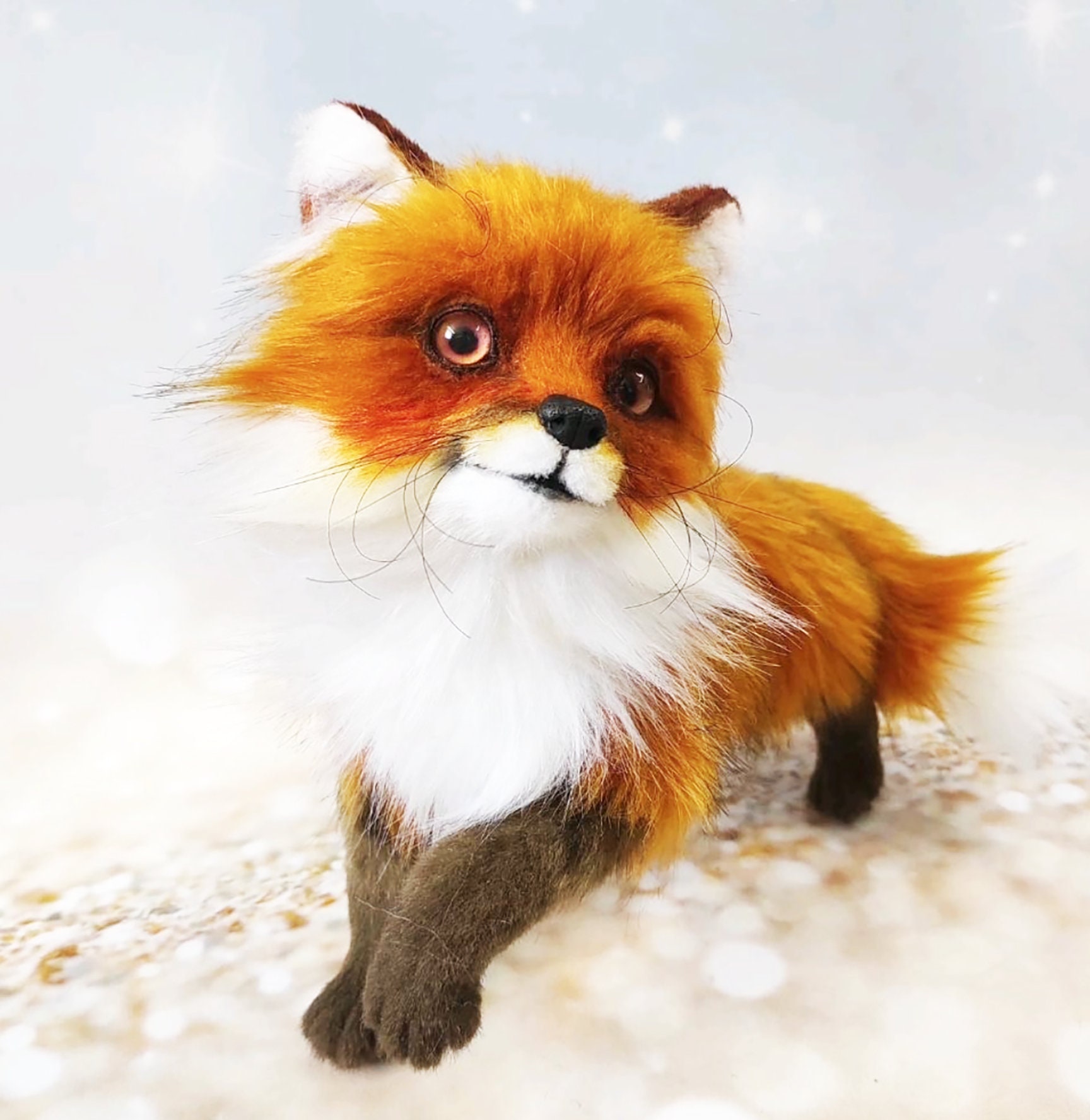 Felt 3D FOX STATUE, Felt Fox, Replica Fox, Cat Lover Gift, Wild Cat Toy ...